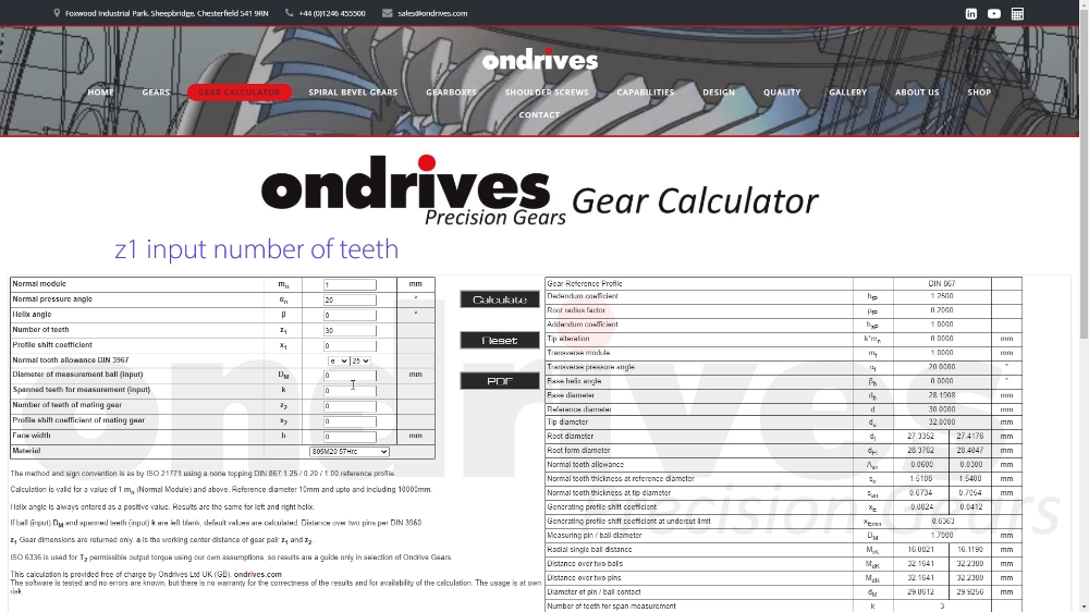 Gear Calculator | Ondrives Precision Gears